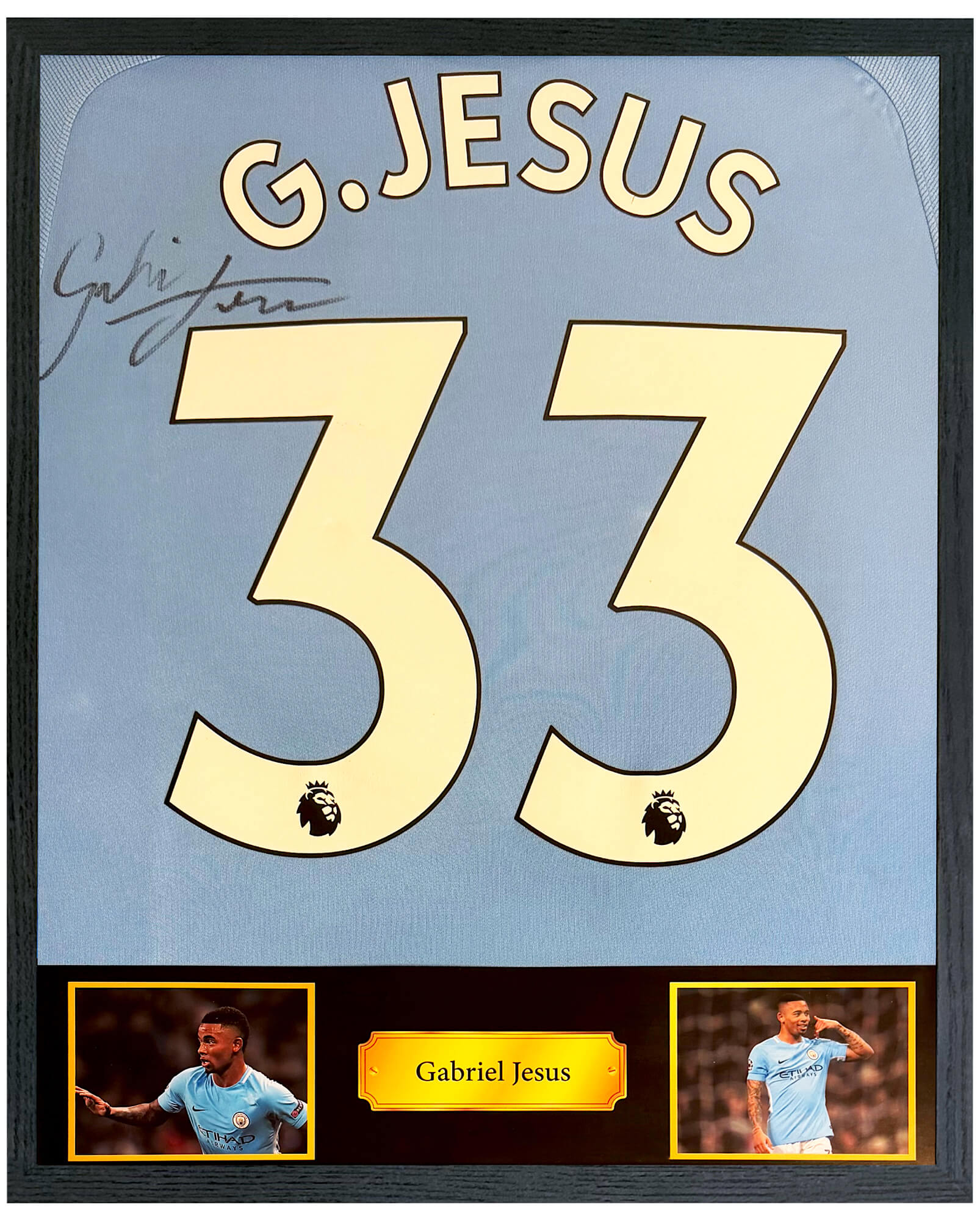 Gabriel Jesus - Gesigneerd Manchester City thuisshirt 17/18 (Kampioens ...